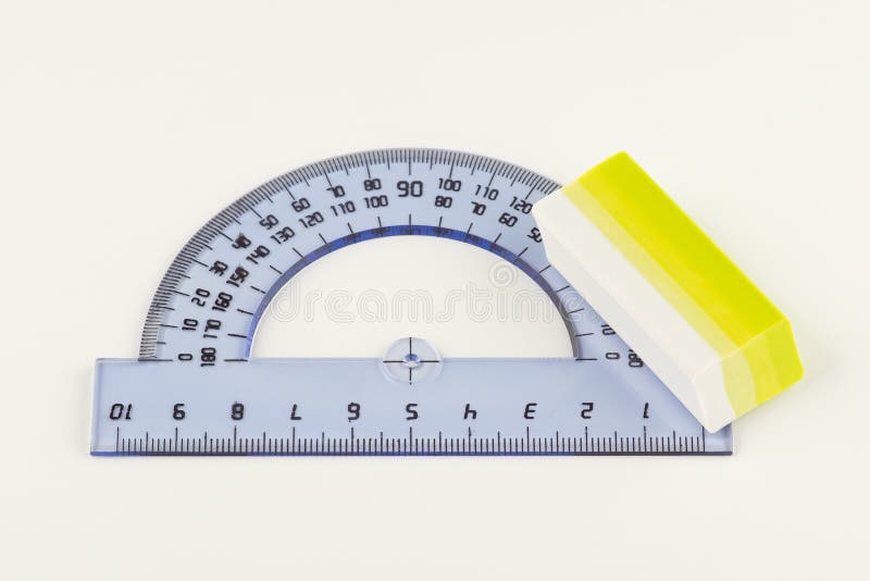 Transparent Protractor for Pupils Stock Photo - Image of white, number ...
