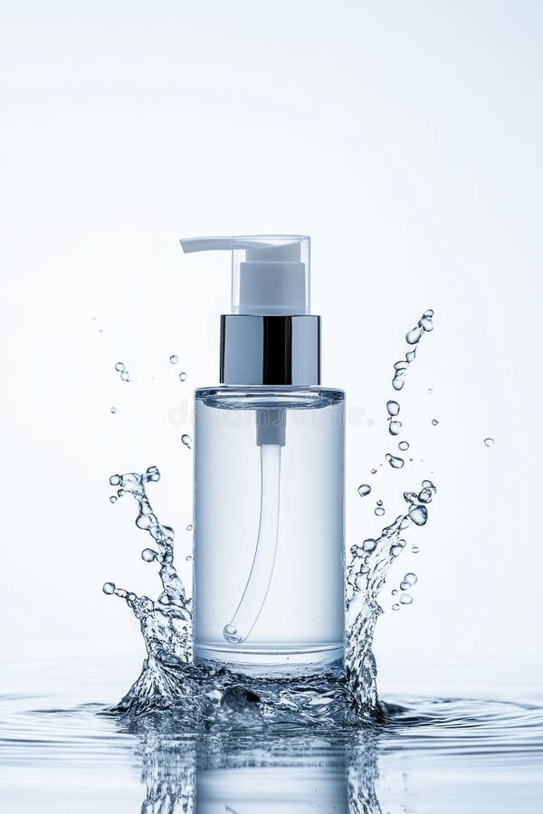 Transparent Pump Bottle with Water Splash Stock Illustration ...
