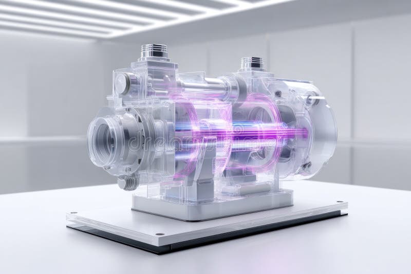 Transparent Pump Model Showcasing Internal Energy Flow, Displayed on a ...