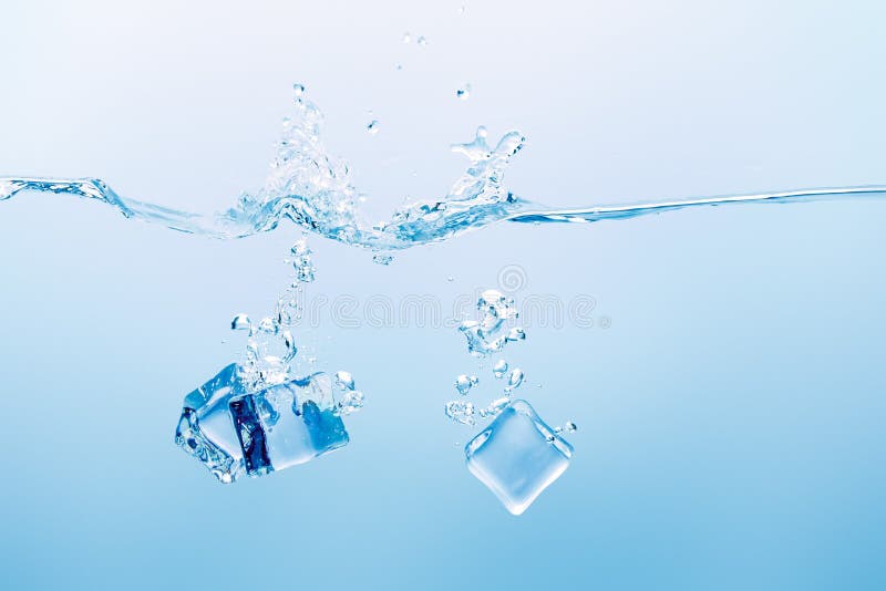 Pure Water with Splash and Ice Stock Photo - Image of deep, droplets ...