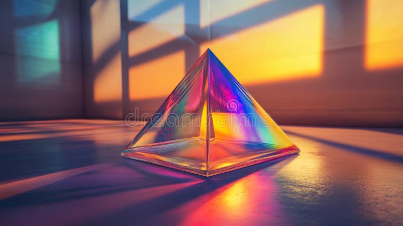 Transparent Pyramid Prism Casting Colorful Light Reflections on the ...