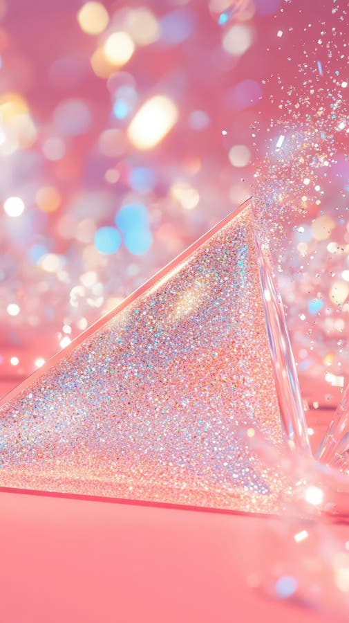 Transparent Pyramid Triangle Geometric Shape Covered in Glitter ...