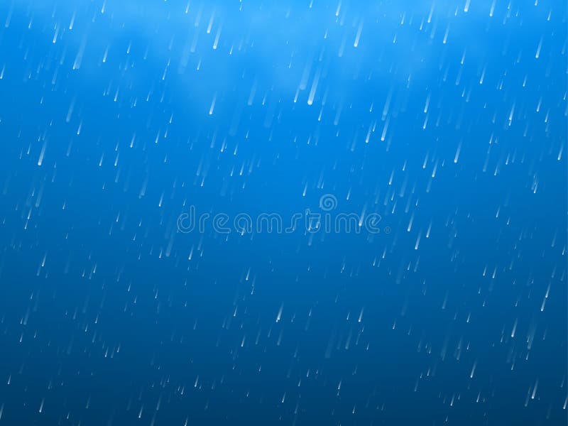 Transparent Rain Drops Isolated on Dark Blue Background. Dense Rain ...