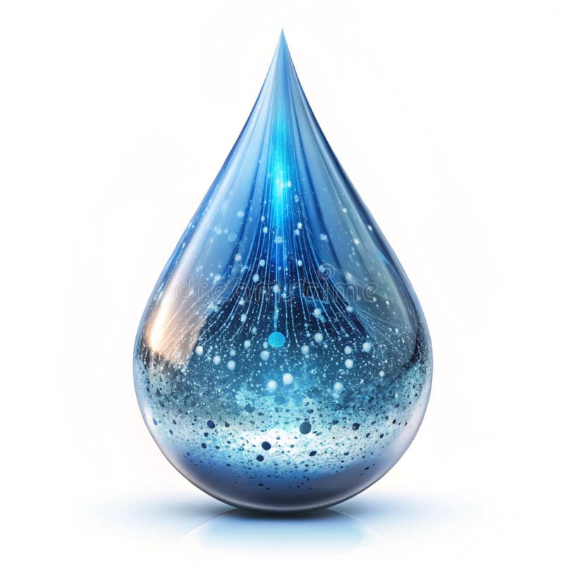 Transparent Raindrop Filled with Digital Particles Isolated on White ...