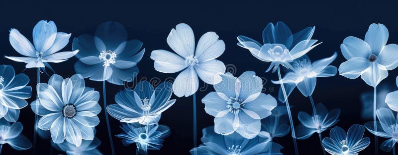 Transparent X-Ray Flowers in Monochrome Artistic Display. Stock Photo ...
