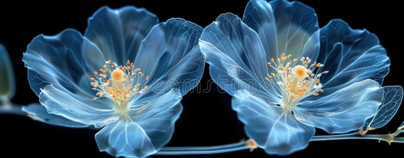 Transparent X-Ray Flowers in Monochrome Artistic Display. Stock Image ...