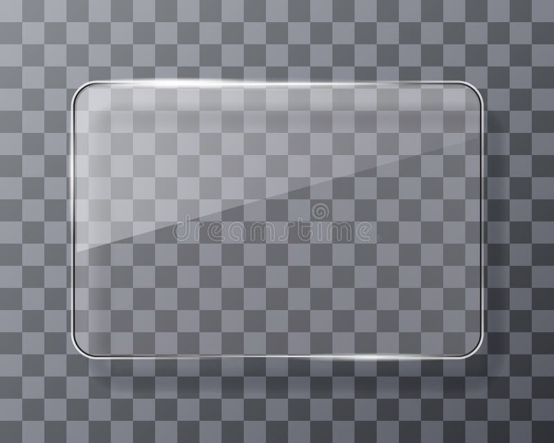 Transparent Rectangle. Glass Plate Mock Up. Vector Illustration Stock ...