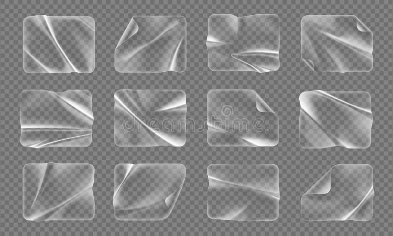 Transparent Rectangle Plastic Patch Stickers Set Stock Vector ...
