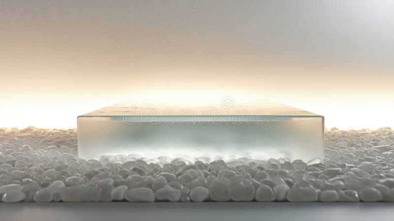 Transparent Rectangular Glass Block Displayed on Smooth White Pebble ...