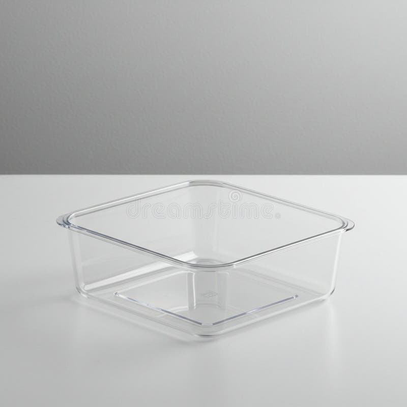 Transparent Rectangular Plastic Container with Rounded Edges is Placed ...