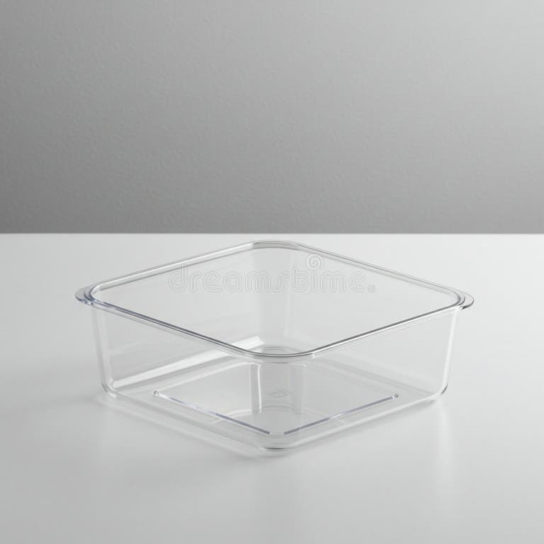 Transparent Rectangular Plastic Container with Rounded Edges is Placed ...