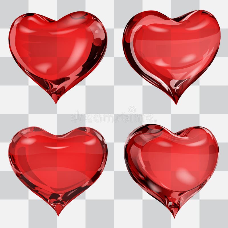 Transparent red hearts stock vector. Illustration of glass - 63347696
