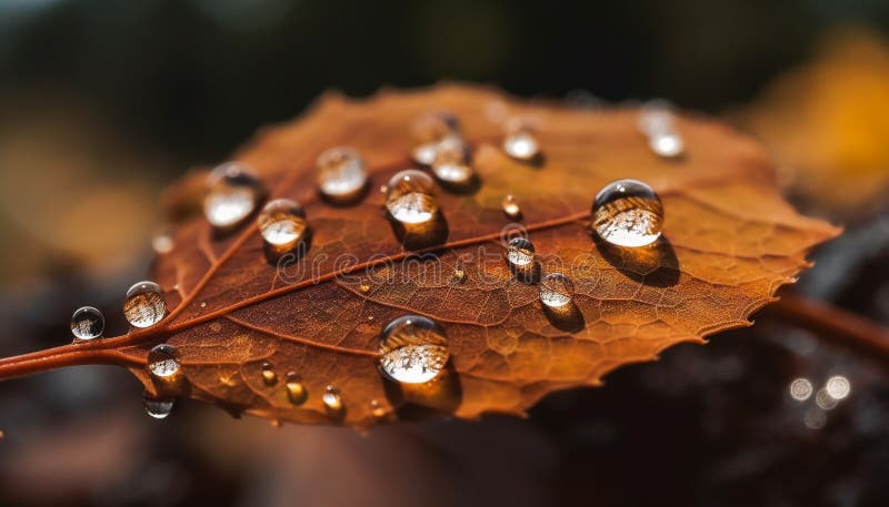 Transparent Reflection of Vibrant Forest Growth in Dewy Autumn Morning ...