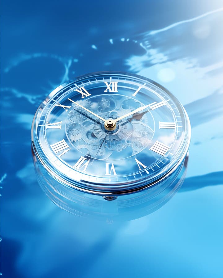 Transparent Roman Style Clock in a Beautiful Blue Theme Stock ...