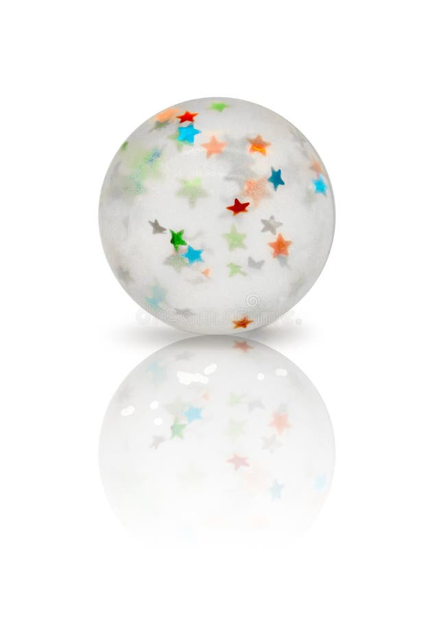 Transparent Rubber Ball with Colorful Stars Inside on W Stock Image ...