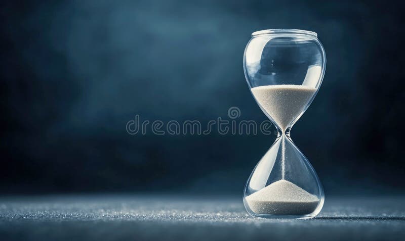 A Transparent Sand Timer Against a Deep Blue Background Represents Time ...