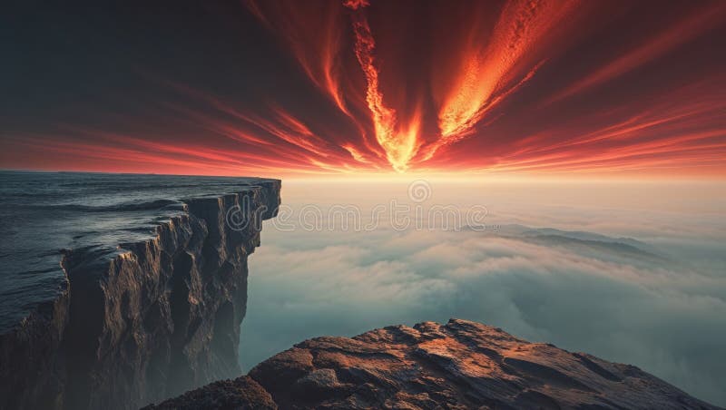 A Transparent Scene at the Edge of a Cliff, Gazing into an Endless ...