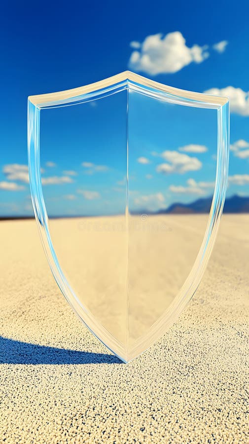 Transparent Shield on a Sandy Surface Stock Image - Image of stability ...