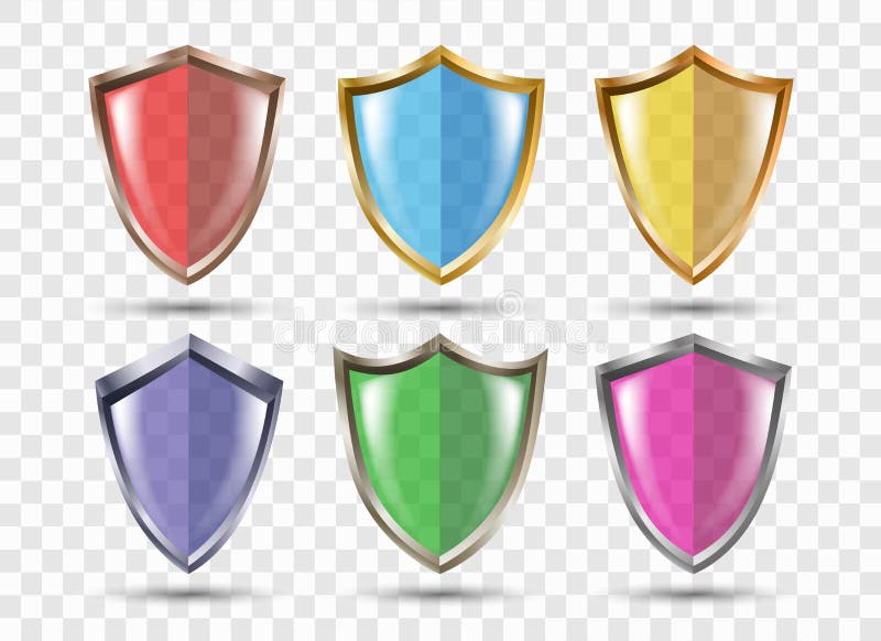 Transparent shields set stock vector. Illustration of decoration ...