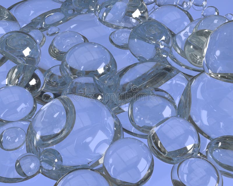 Transparent Shiny Bubbles on a Blue Background. Texture. 3d ...