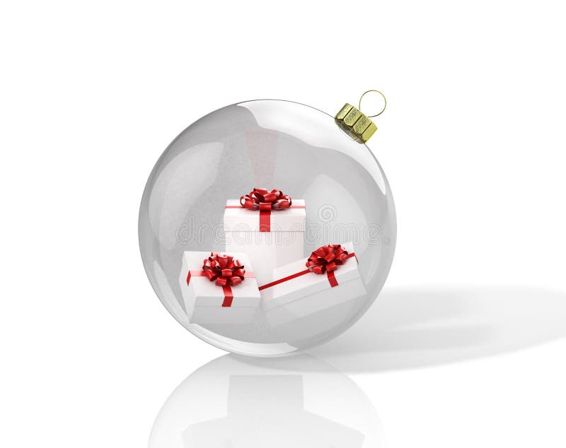Transparent Shiny Christmas Ball with Presents Inside. Stock ...