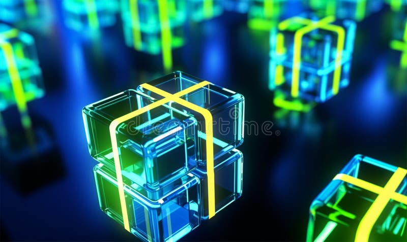 Transparent Shiny Cube in the Dimension World Stock Photo - Image of ...
