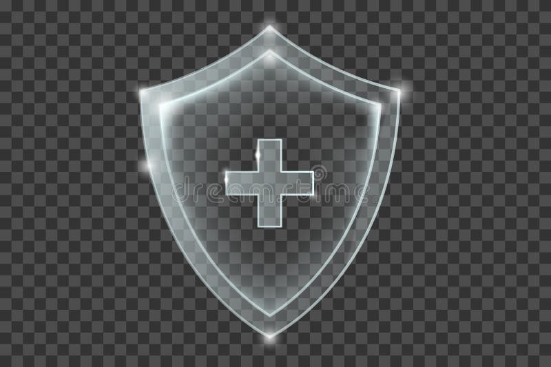 Transparent Shiny Shield with Plus Sign Inside. Realistic Protection ...