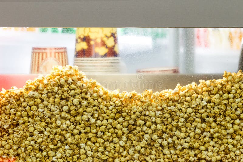 Transparent Showcase Filled with Popcorn. Background. Stock Image ...