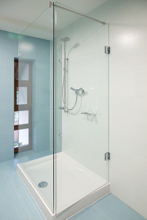 Transparent shower cabin stock photo. Image of chrome - 10370886