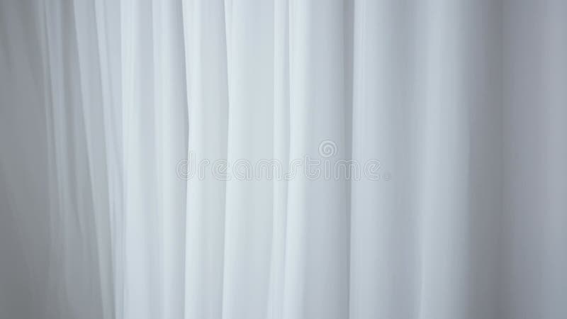 Transparent Silk Soft Fabrics Colored in Blue Neon Light Floating with Shades Shadows of Window ...