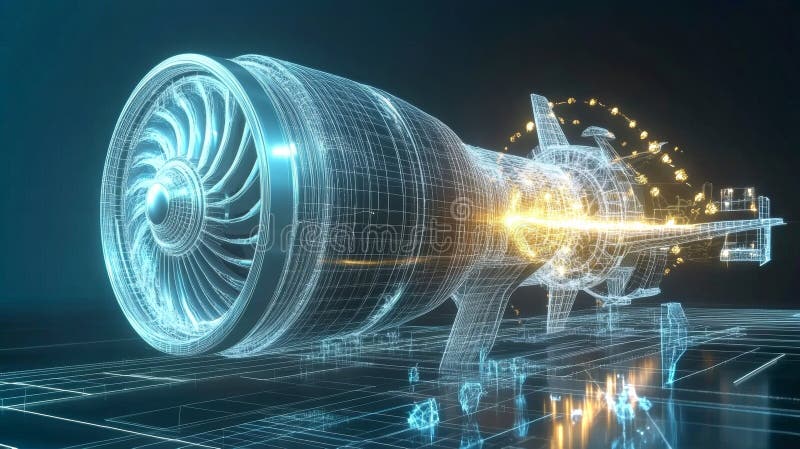 Transparent Simulation Illustrating Cavitation Damage in Advanced Jet Engine Technology Stock ...