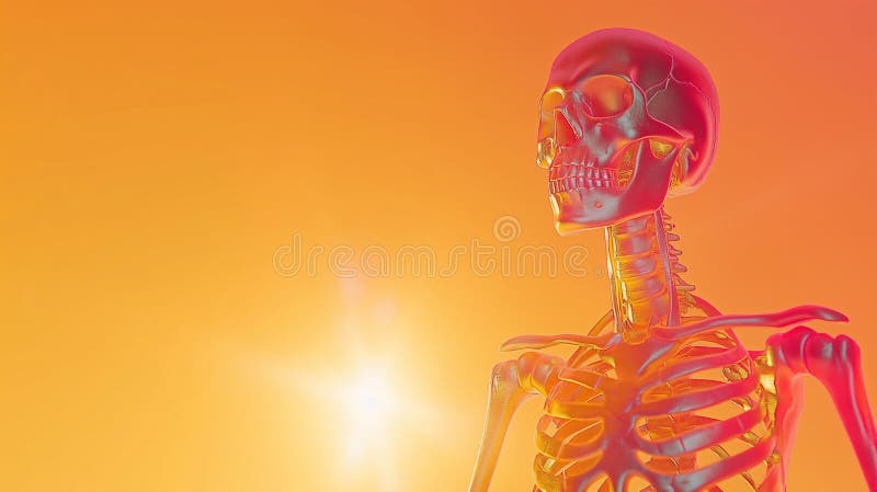 Transparent Skeleton Highlighted Against a Bright Orange Background ...
