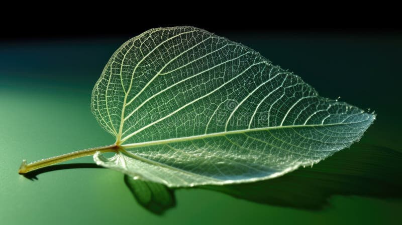 Transparent Skeleton Leaf with Beautiful Texture on a Green. Generative ...