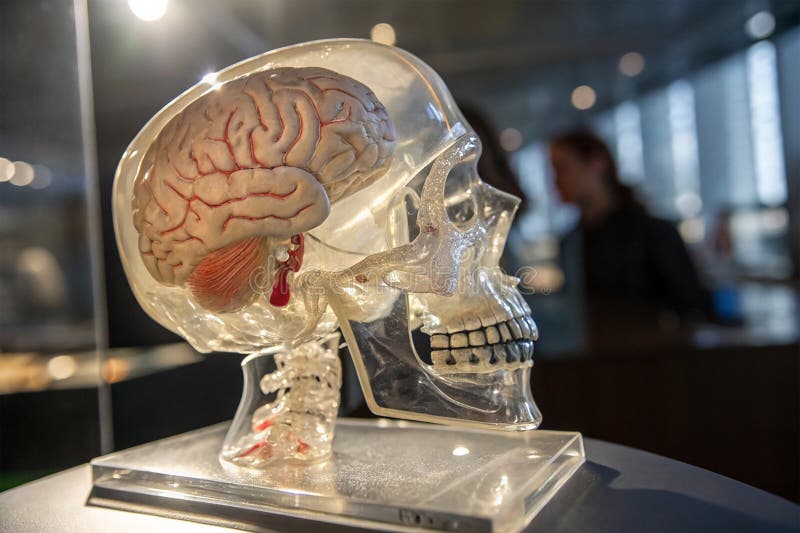 A Transparent Skull Model Showing the Brain Stock Illustration ...