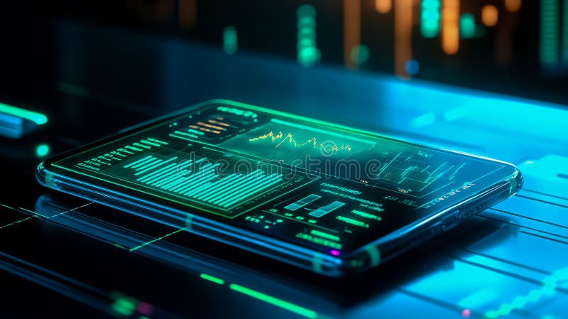 Transparent Smartphone Displaying AI Analytics with Dynamic Holographic ...