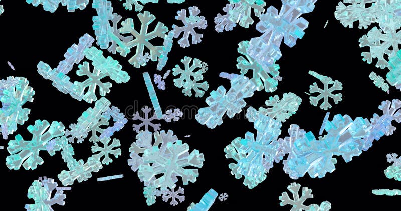 Transparent Snowflakes Falling Down. 3D Animation on Transparent ...