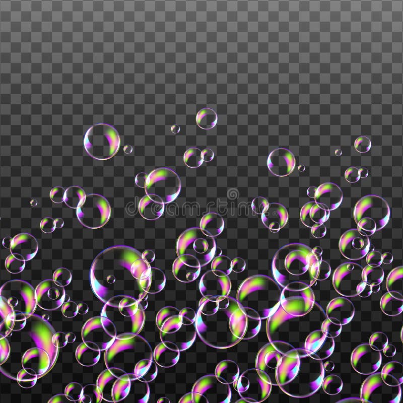 Transparent Soap Bubbles on Checkered Background.Reaistic Colored Balls ...