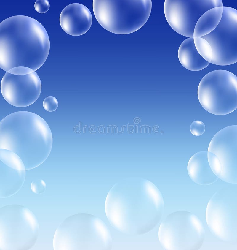Transparent Soap Bubbles Like Frame on Blue Stock Vector - Illustration of deep, card: 56692101