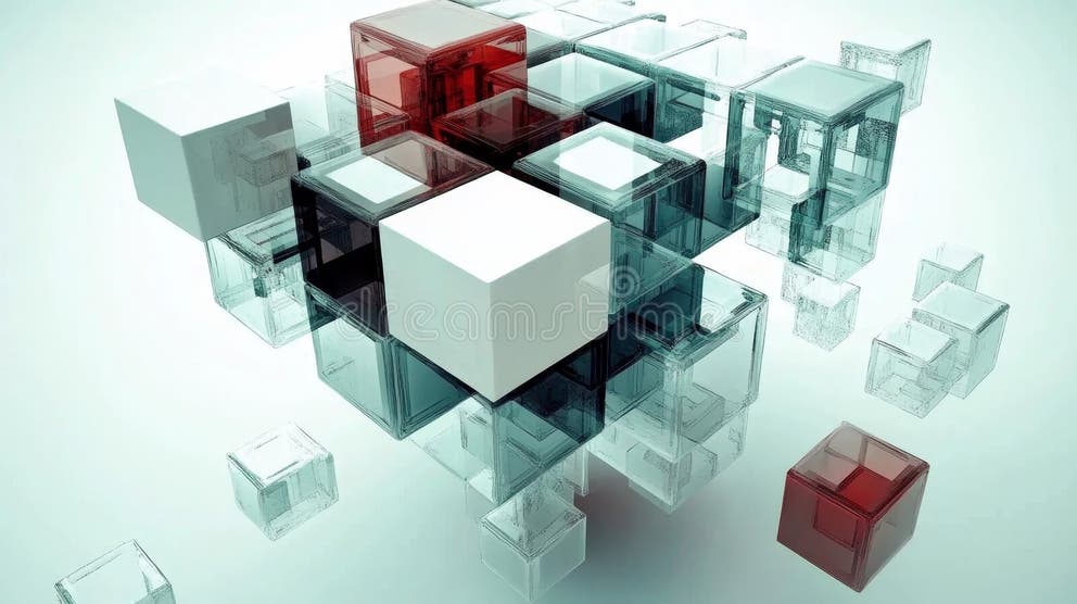 Transparent and Solid Cubes Forming Abstract Digital Structure on Light ...