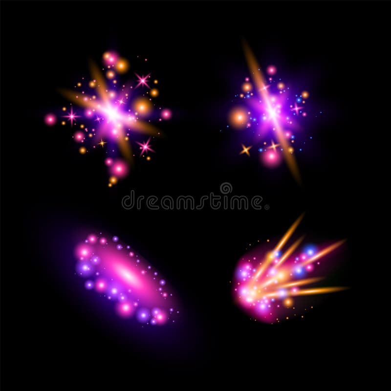 Transparent Sparkling Light Effects and Flares. Glittering Galaxy Stock ...