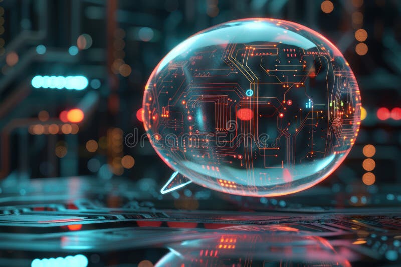 Futuristic Speech Bubble with Circuit Board Design for Tech-Themed ...