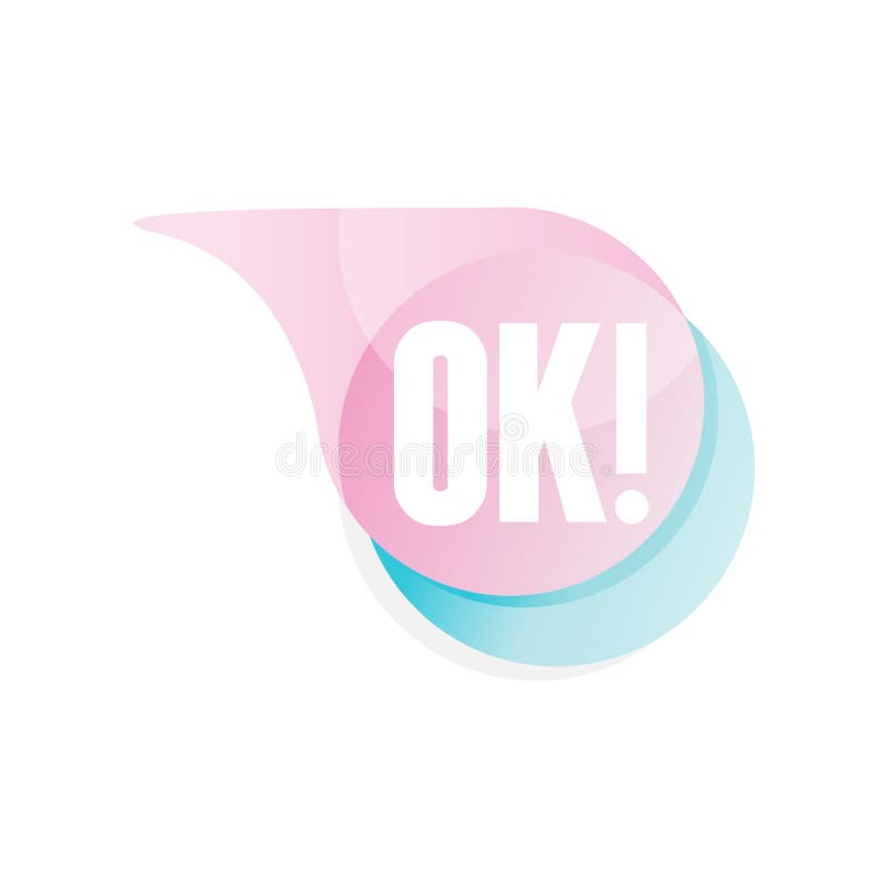Transparent Speech Bubble with Text OK . Icon in Gradient Pink and Blue ...