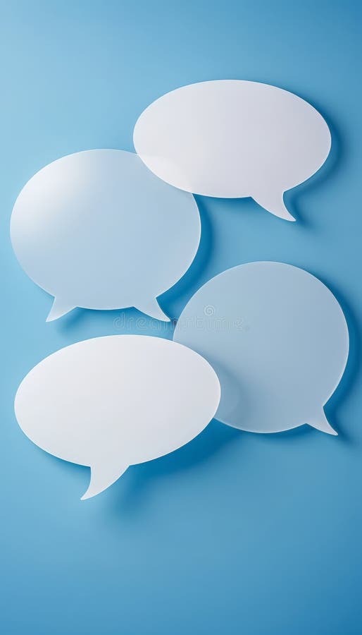 Transparent Speech Bubbles Float Against a Blue Background, Visually ...