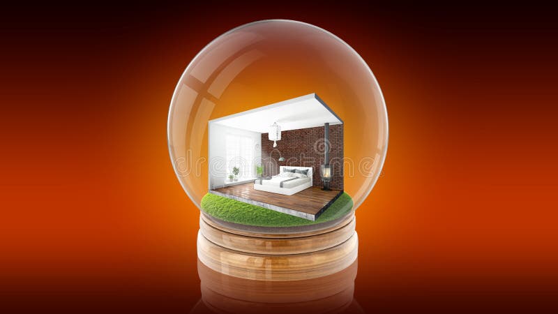 Transparent Sphere Ball with Concept Interior Inside. 3D Rendering ...