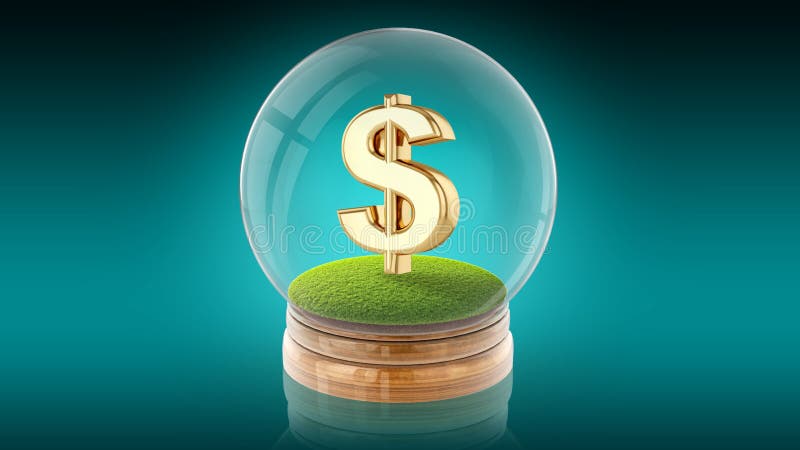 Transparent Sphere Ball with Dollar Sign Inside. 3D Rendering. Stock ...