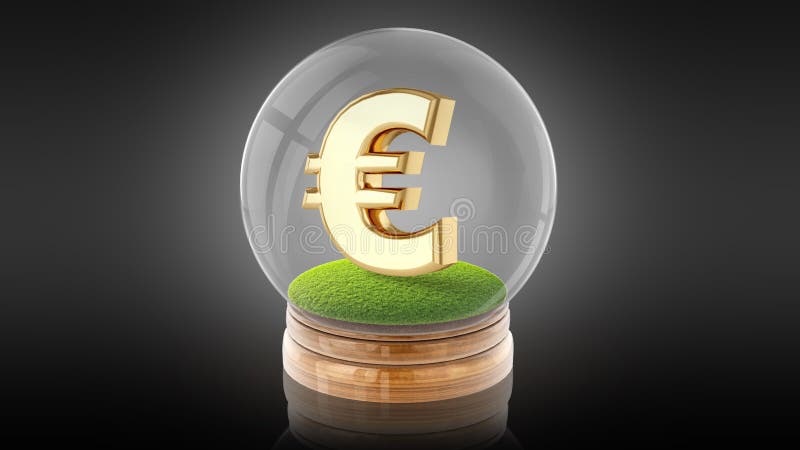 Transparent Sphere Ball with Euro Sign Inside. 3D Rendering. Stock ...