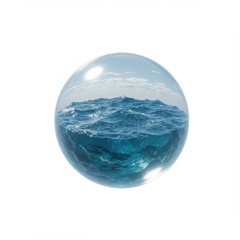 A Transparent Sphere Encapsulates a Realistic, Dynamic Ocean Scene with ...