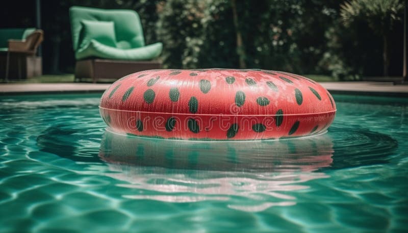 Transparent Sphere Floats in Blue Pool Water Generative AI Stock Image ...