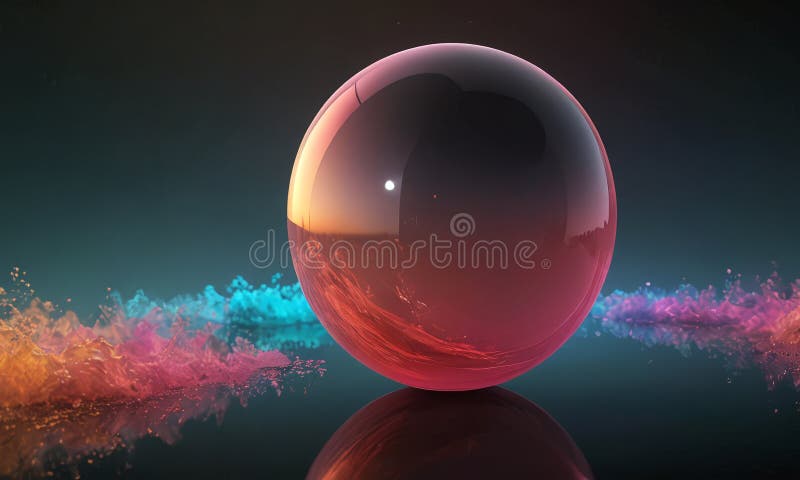Transparent Sphere with Gradient Pink and Orange Hues is Centered ...