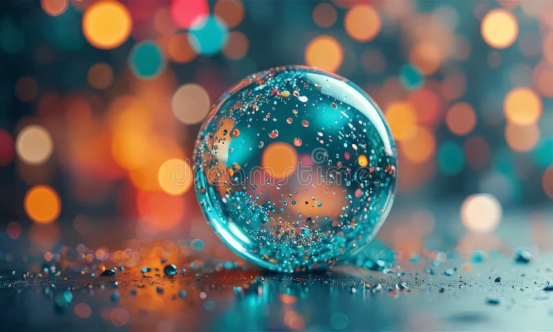 Transparent Sphere with Pattern Small Dots Rests on Reflective Surface ...